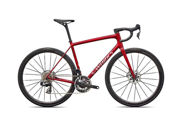2026 Specialized Aethos S-Works Axs Bike Sandstone Metallic Base / Red – Black Mountain Bicycles